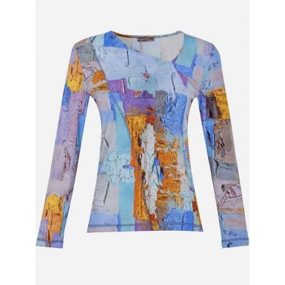 Women's Simply Art Asymmetric Neckline Top - Dolcezza Xs : Target