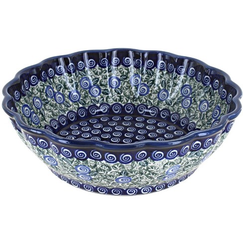 Blue Rose Polish Pottery Seaside Swirl Large Scallop Bowl : Target