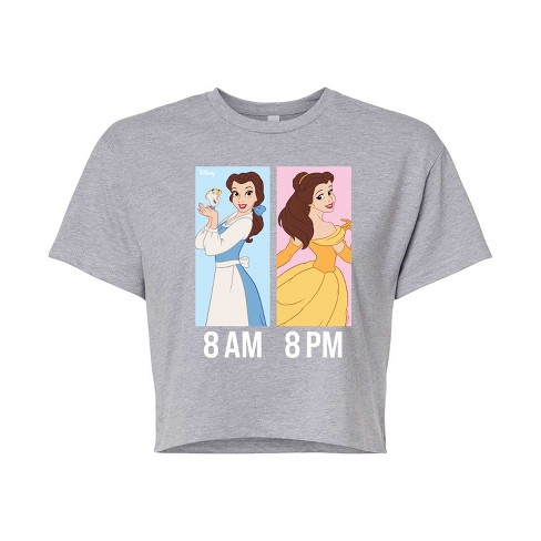 Women's Disney Princess Belle Day And Night Wear Cropped Graphic T ...