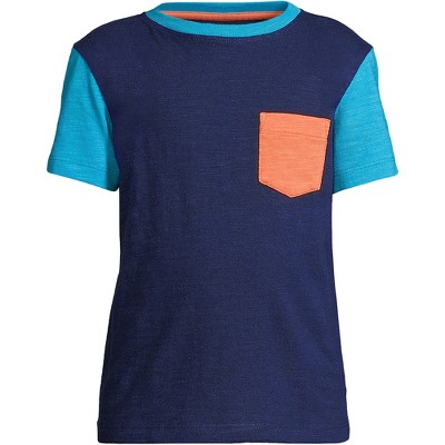 Lands' End Kids Colorblock Slub Tee - Medium - Deep Sea Navy Colorblock ...