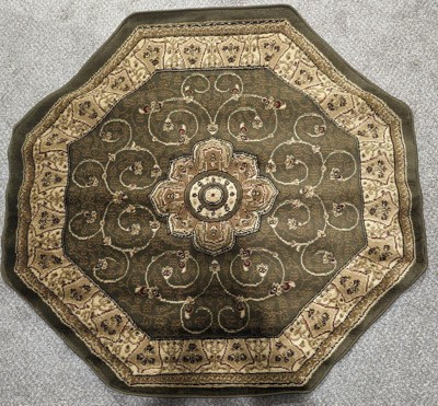 Masada Rugs Traditional Octagon Area Rug Design # 404 Green (4 Feet X 4 ...