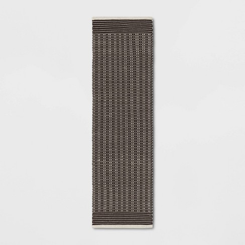 2'x7' Hand Woven Cotton/wool Runner Black - Threshold™: Stripe Pattern ...