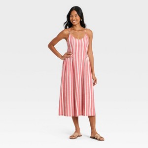 Women's Corset Sundress - A New Day™ Cream/Red Striped M : Target