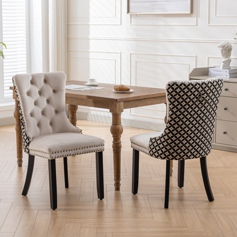 Velvet Dining Chair, Dining Chairs Set Of 2 With Nailhead Trim, High ...