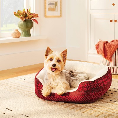 Printed Holiday Bolster Dog Bed - Boots & Barkley™ : Target