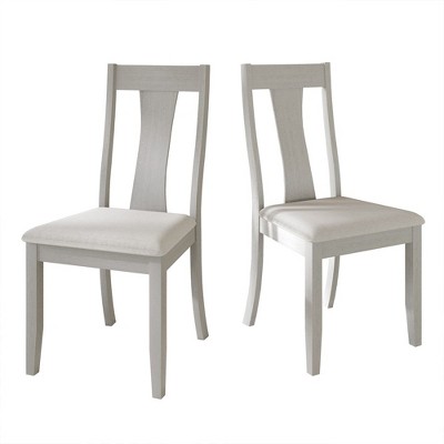 Casepiece White Wooden Dining Chair With Warm Grey Cover (set Of 2 ...