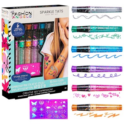 Fashion Angels: Sparkle Tats Body Art Set - 6 Marker Pens, Temporary ...