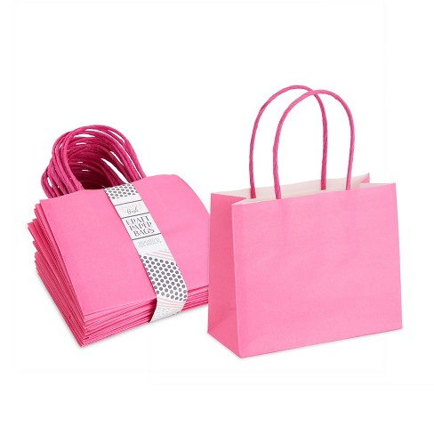 Sparkle And Bash 50 Pack Mini Pink Gift Bags With Handles, Bulk Kraft ...