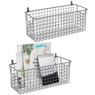 Mdesign Portable Metal Wall Mount Hanging Storage Baskets - 16 X 6 X 6 ...