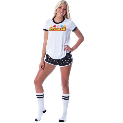 Pac-man Women's Retro Pacman Video Game 3 Piece Loungewear Pajama Set ...