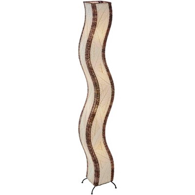 Eangee Wave 72" Natural Cocoa Leaves Giant Tower Floor Lamp : Target
