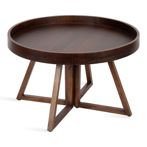Kate And Laurel Avery Round Wood Coffee Table, 30x30x18, Walnut Brown ...