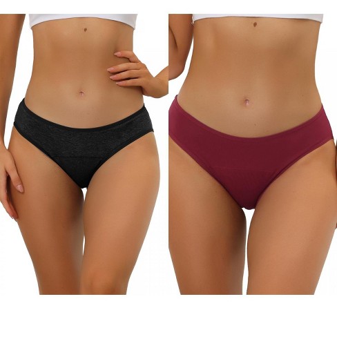 Allegra K Women's Period Mid-rise Available In Plus Size Hipster Underwears 2 Packs 1 Black 1 ...