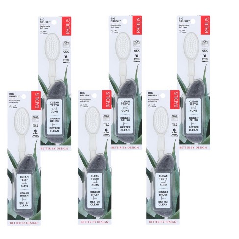 Radius Big Brush Replaceable Soft Head Left Hand Toothbrush - 6 Ct : Target