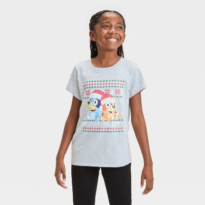 Bluey Bingo Mom Little Girls Graphic T-shirt Gray 7-8 : Target