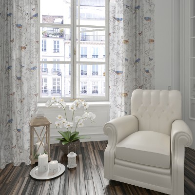 Mockingbird Toile Lined Curtain Panel With Rod Pocket - 2pk - Levtex ...