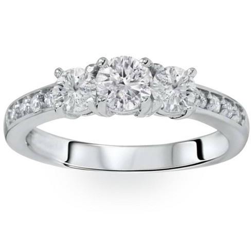 Pompeii3 1ct Diamond 3 Three Stone Engagement Ring 10k White Gold ...