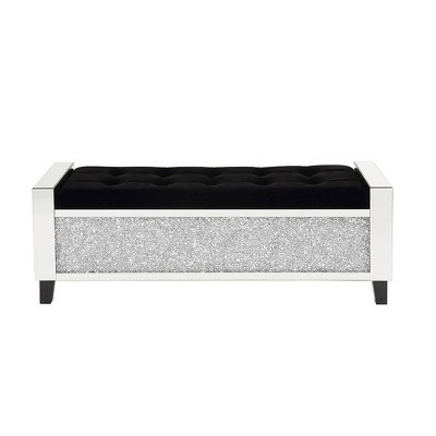 Acme Furniture 51" Noralie Storage Bench Mirrored/faux Diamonds : Target
