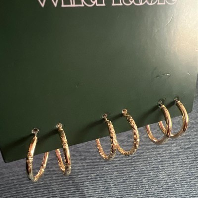 Textured Multi Hoop Earring Set 3pc - Wild Fable™ Gold : Target