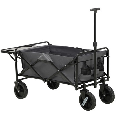 Outsunny Collapsible Wagon, Graden Carts With Wheels, Adjustable Handle ...