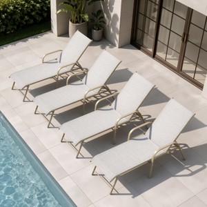 Set of 4 Crestlive Products Aluminum Outdoor Chaise Lounge Chairs 6 ...