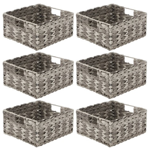 Mdesign Woven Plastic Kitchen Pantry Storage Bin Basket - 6 Pack - Gray ...