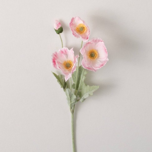 Sullivans Artificial Long Pale Pink Poppy Stem 6"l : Target