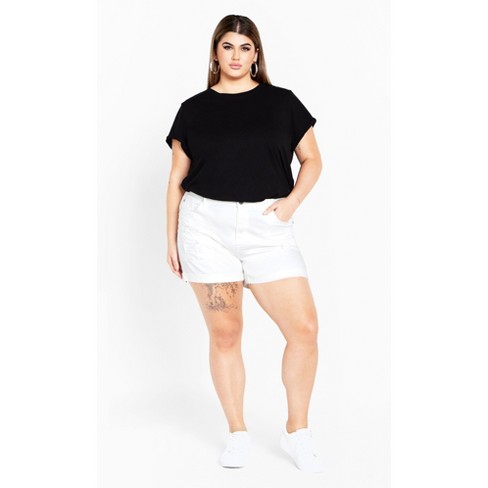 City Chic | Women's Plus Size Ripped Love Short - Ivory - 12 Plus : Target