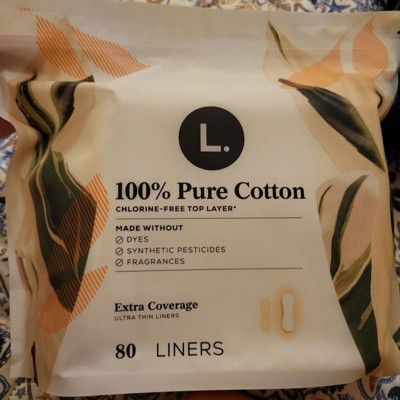 L . Organic Cotton Topsheet Ultra Thin Extra Coverage Panty Liners ...