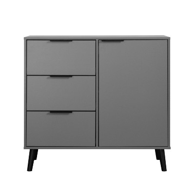 Tiramisubest Storage Cabinet With 3 Drawers & Adjustable Shelf, Mid ...