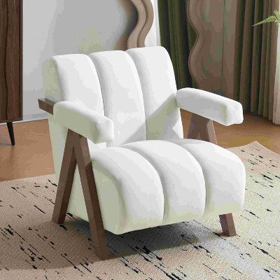 Xiyuyeu Velvet Accent Chair With Inverted V-shaped Legs,upholstered ...