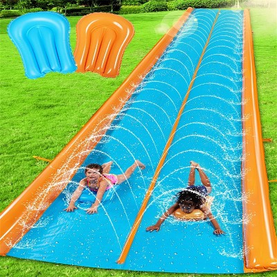 Joyfy 25ft Double Lane Water Slides With Bodyboards And Sprinkler ...