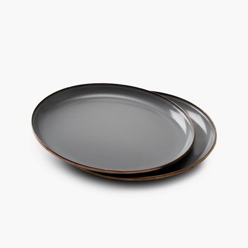 Barebones Enamelware Dining Collection - Slate Gray, Enamel Deep Plate ...