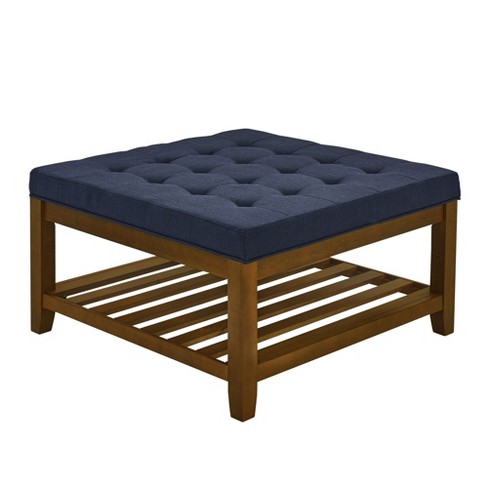 Nicbex Modern 33.5" Square Wood Coffee Table With Linen Tufted Top And ...