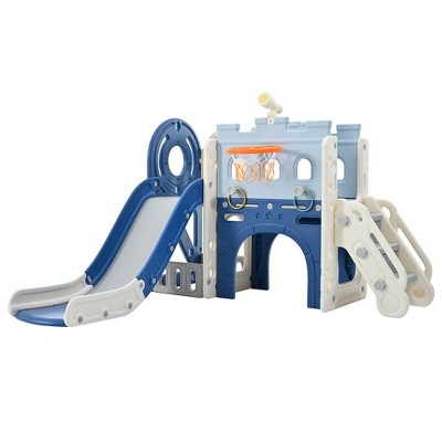Kids Slide Playset 7 In 1 Freestanding Spaceship Set With Slide, Arch ...