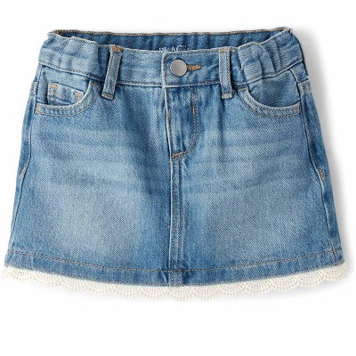 The Children's Place Toddler Girls Crochet V-Yoke Denim Skort : Target