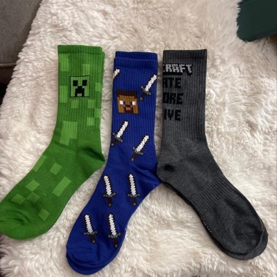 Boys' Minecraft 3pk Crew Socks - M/l : Target