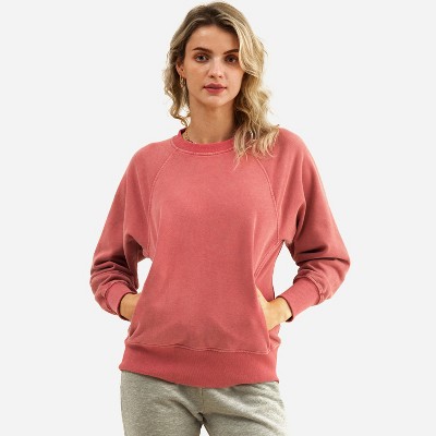 Women's Long Sleeve Comfy Round Neck Sweatshirt - Cupshe - Pink : Target