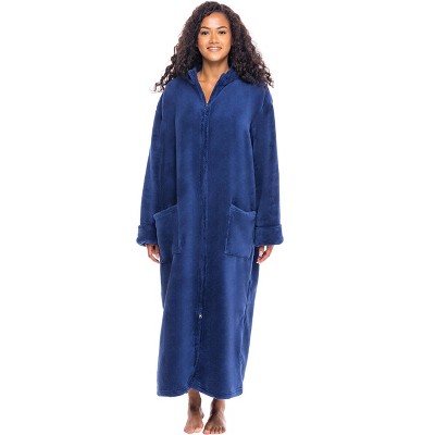 Alexander Del Rossa Women's Zip Up Plush Robe, Oversized Bathrobe With ...