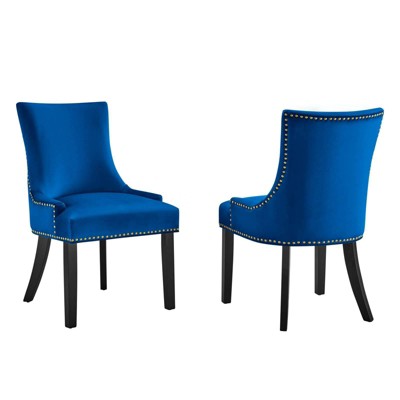 Set Of 2 Marquis Performance Velvet Dining Chairs Teal - Modway : Target