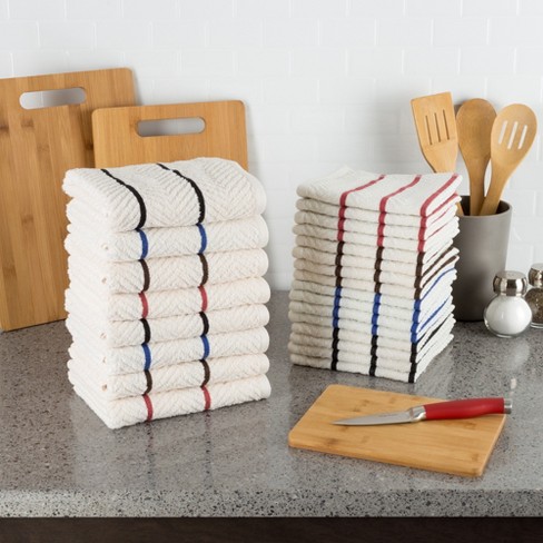 100% Combed Cotton Dish Cloths Pack – Absorbent Chevron Weave Kitchen ...
