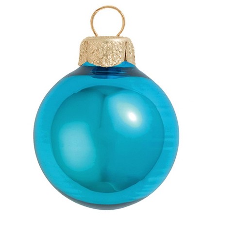 Northlight 6ct Teal Blue Shiny Glass Christmas Ball Ornaments 4" (100mm ...