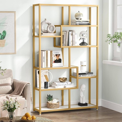 LITTLE TREE 70.86 5 Tier Etagere Bookcase White Gold