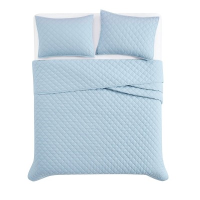 Cannon 3pc Full/Queen Percale Quilt Set Light Blue : Target