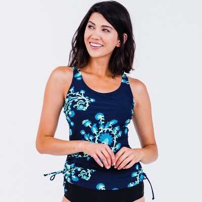 Calypsa Women's Maya Tankini Swim Top With Built-in Bra - Barbados Blue ...