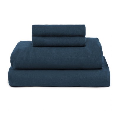 Navy Blue Full Sheet Set - 100% Cotton Sheets, 400 Thread Count Sateen ...