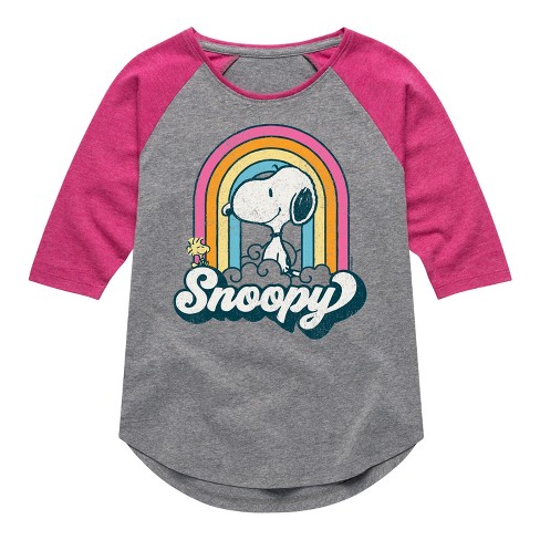 Peanuts Snoopy Rainbow Clouds - Athletic Heather/fuchsia - 5t : Target