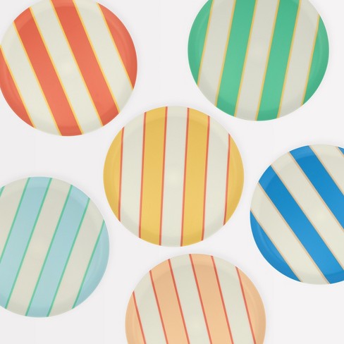 Meri Meri Mixed Stripe Reusable Small Plates (pack Of 6) : Target