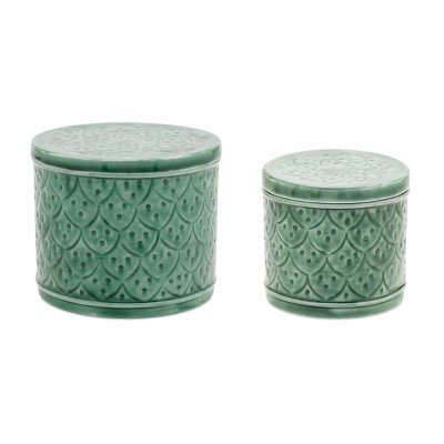 Sage Green Metal Container with Lid (Set of 2) : Target