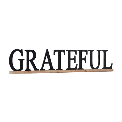 Wood Sign Grateful Wall Decor Black - Olivia & May : Target